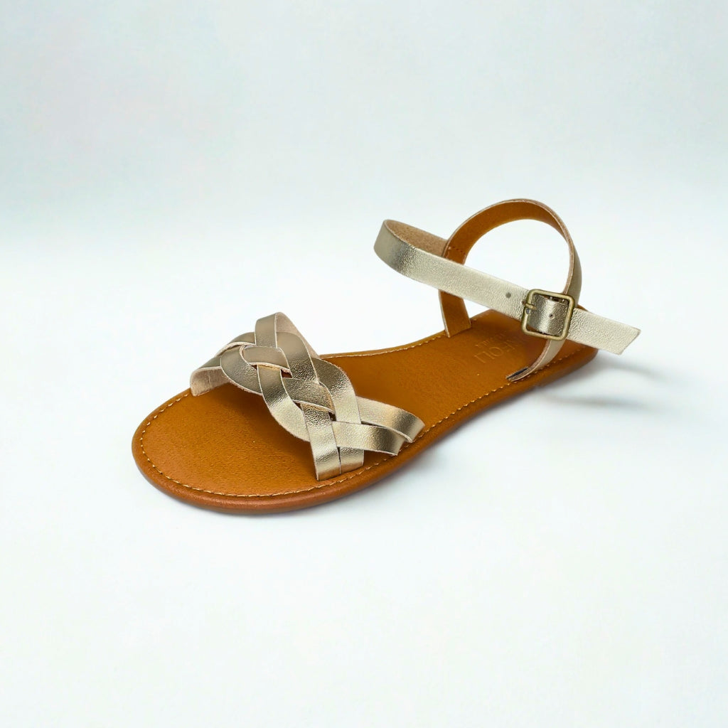 Andreoli gold INTERTWINED bar strap sandal – Queue Shoes