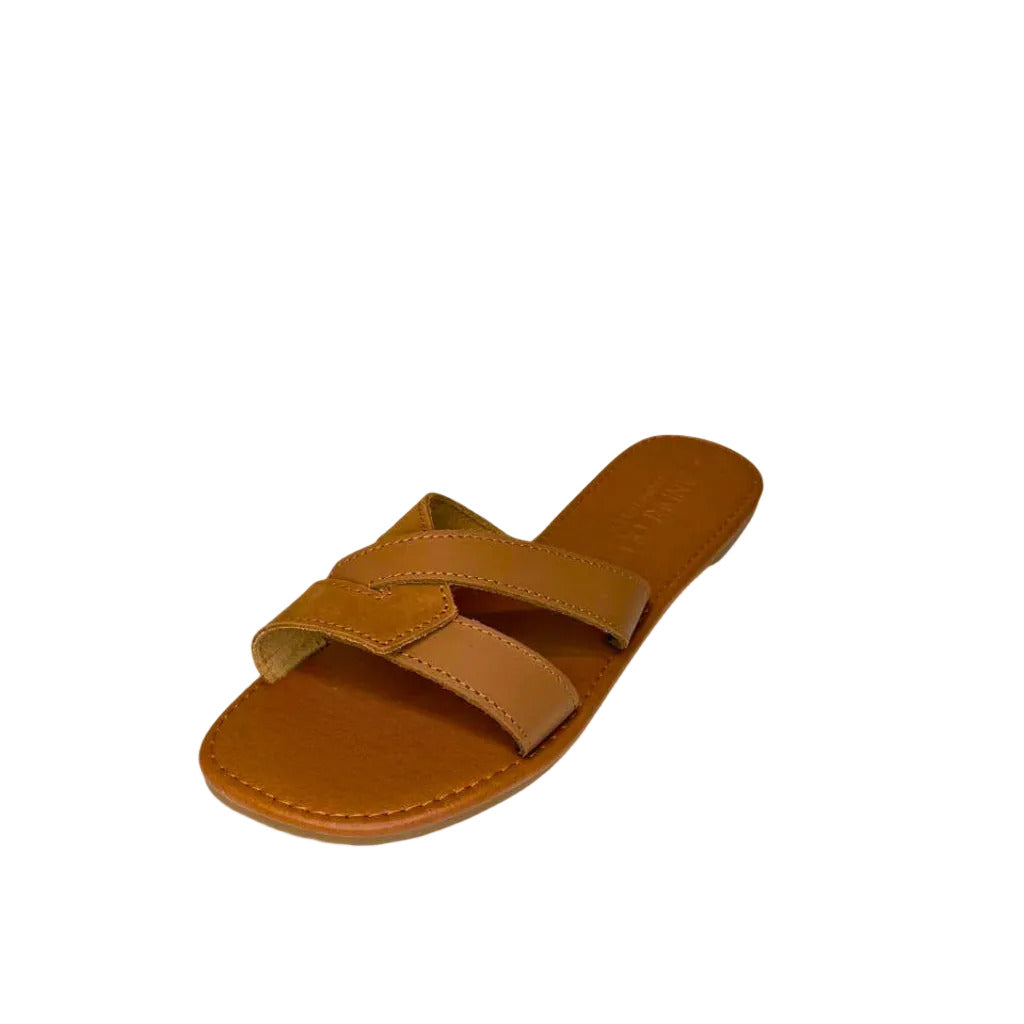 Andreoli Leather Intertwined Slide - Tan – Queue Shoes