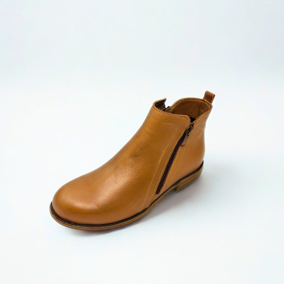 GIA LEATHER double zip natural ankle boot – Queue Shoes